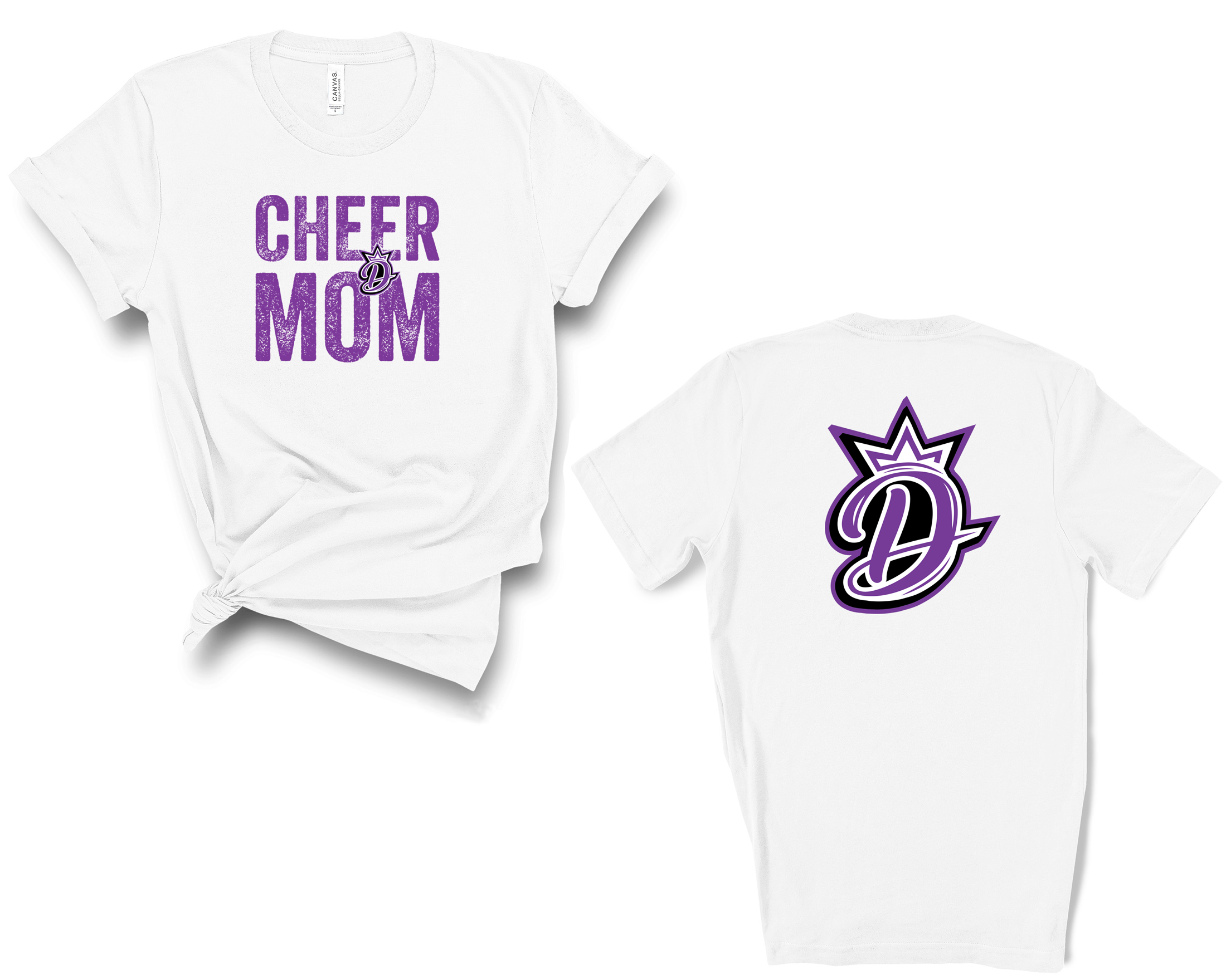 Divine Cheer- Cheer Mom Front and D Divine Logo back Shirt – Bella Bean ...